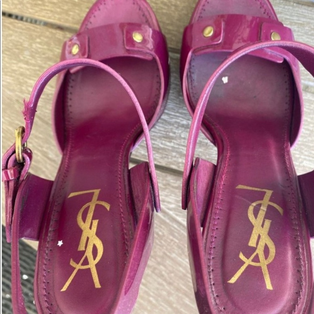 Ysl Vitello Vernice Platform Heels Fuchsia 37 - Gem